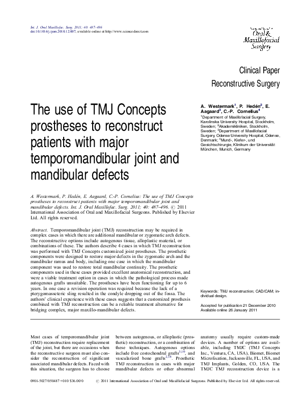 (PDF) The use of TMJ Concepts prostheses to reconstruct patients with ...