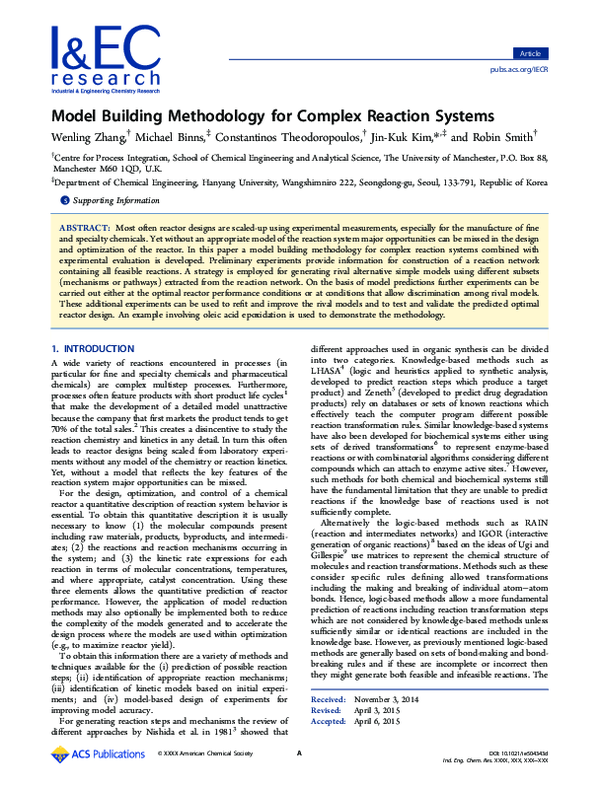 (PDF) Model Building Methodology for Complex Reaction Systems