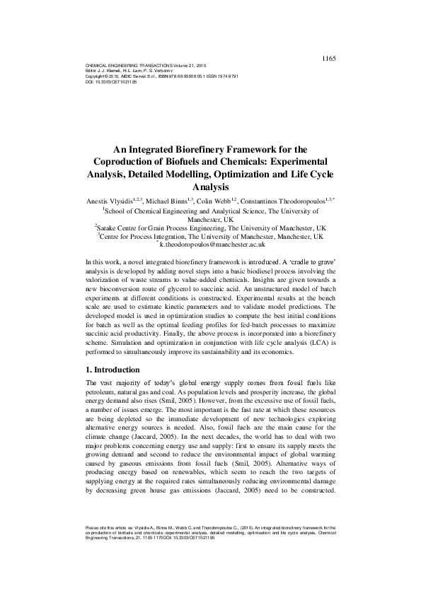 An Integrated Biorefinery Framework for the Coproduction of Biofuels ...