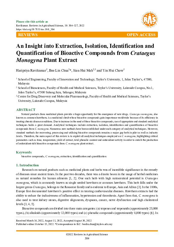Pdf An Insight Into Extraction Isolation Identification And