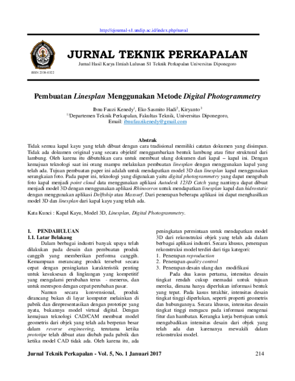 (PDF) Pembuatan Linesplan Menggunakan Metode Digital Photogrammetry