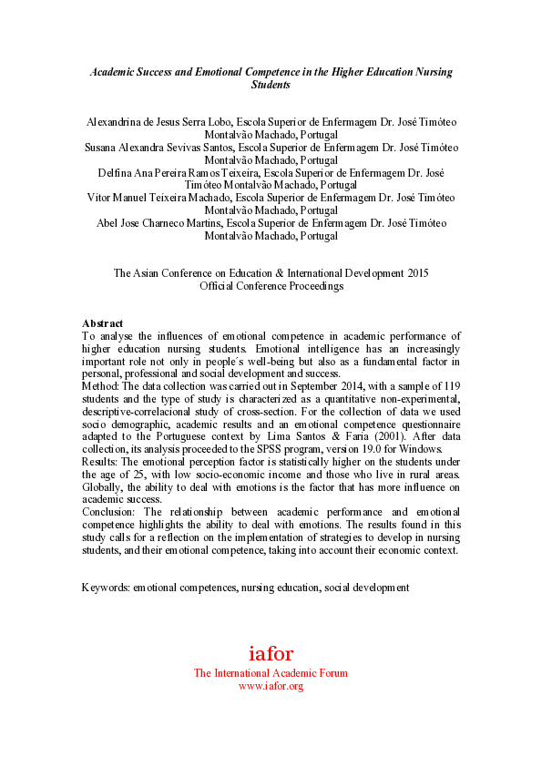 (PDF) Academic Success and Emotional Competence in the Higher Education Nursing Students