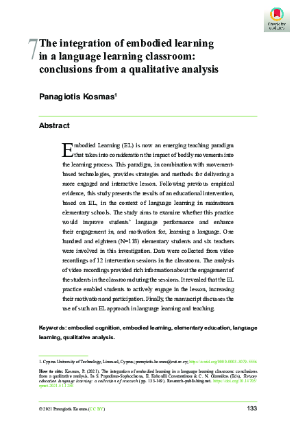 (PDF) The integration of embodied learning in a language learning classroom: conclusions from a ...