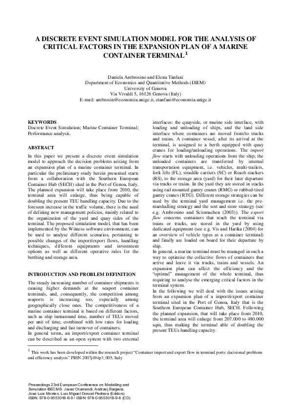 (PDF) A Discrete Event Simulation Model For The Analysis Of Critical Factors In The Expansion ...