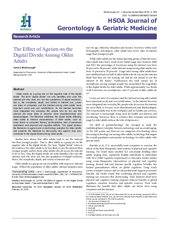 (PDF) The Effect of Ageism on the Digital Divide Among Older Adults