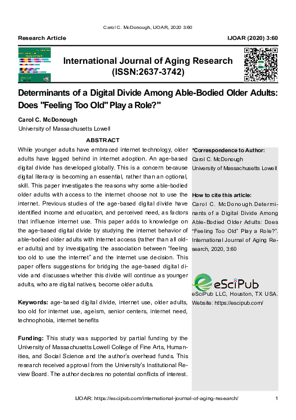 (PDF) Determinants of a Digital Divide Among Able-Bodied Older Adults ...