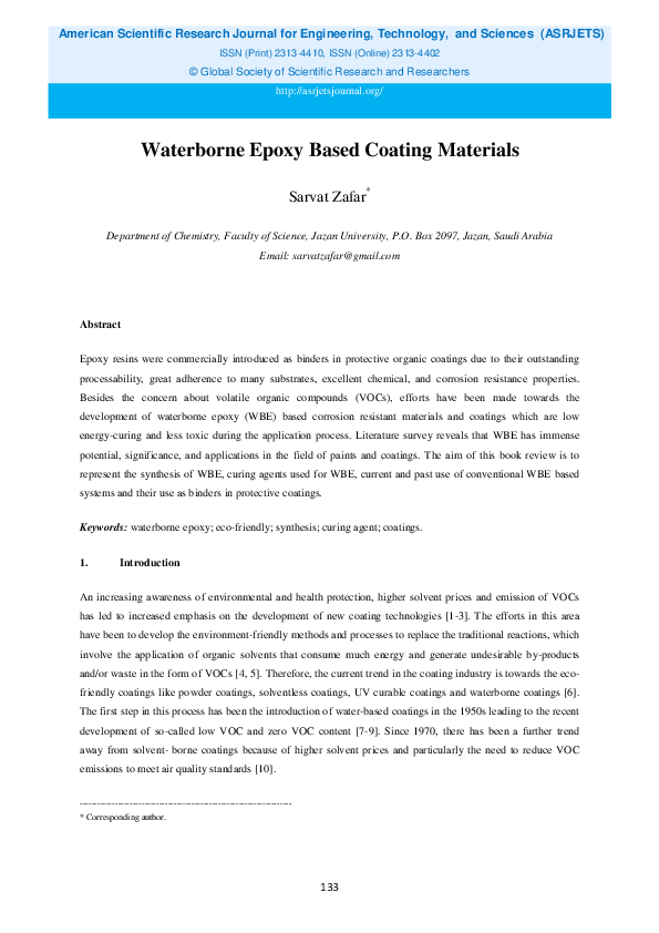 (PDF) Waterborne Epoxy Based Coating Materials