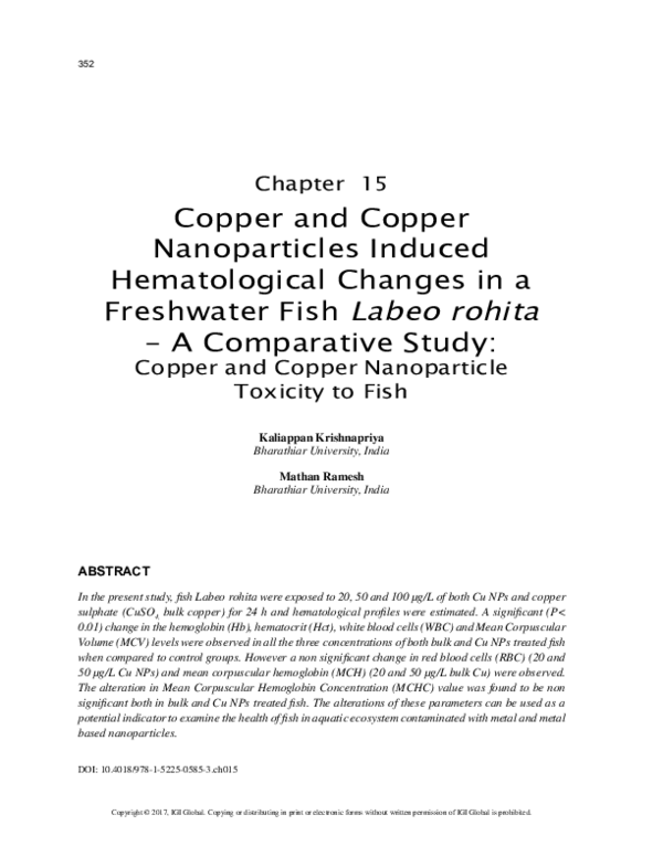 (PDF) Copper and Copper Nanoparticles Induced Hematological Changes in ...