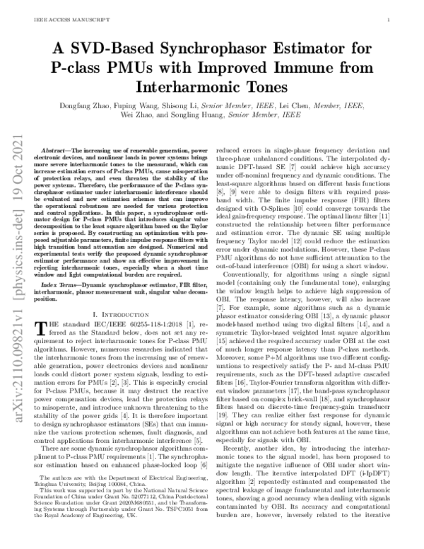 (PDF) A SVD-Based Synchrophasor Estimator for P-class PMUs with ...