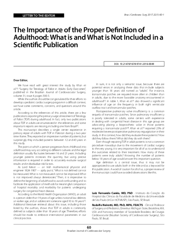 (PDF) The Importance of the Proper Definition of Adulthood: What is and ...