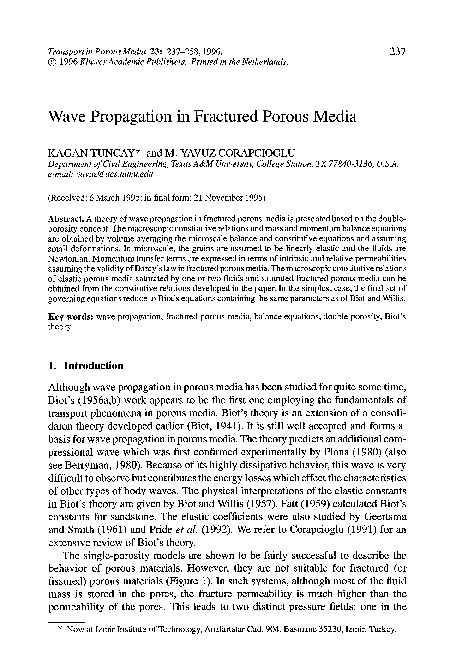 (PDF) Wave propagation in fractured porous media | Kagan Tuncay - Academia.edu