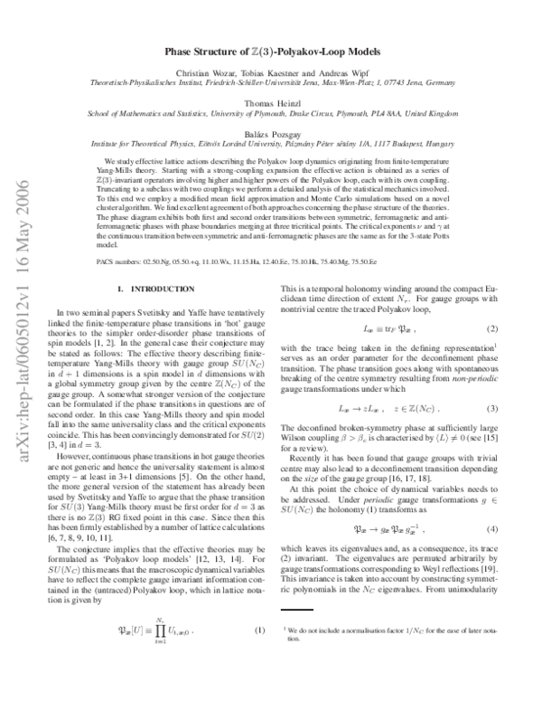 (PDF) Phase structure ofZ(3)-Polyakov-loop models