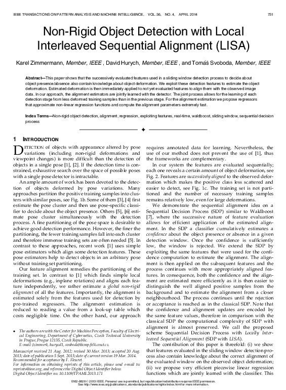 Pdf Non Rigid Object Detection With Localinterleaved Sequential Alignment Lisa