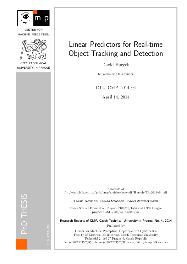 (PDF) Linear Predictors for Real-time Object Tracking and Detection