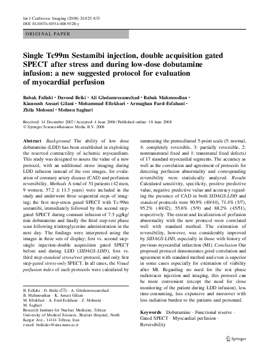 (PDF) Single Tc99m Sestamibi injection, double acquisition gated SPECT ...