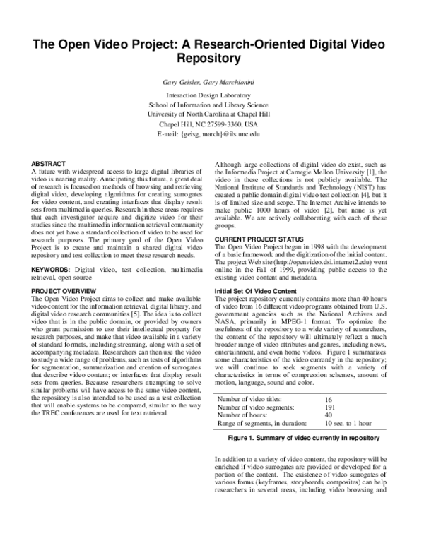 (PDF) The open video project