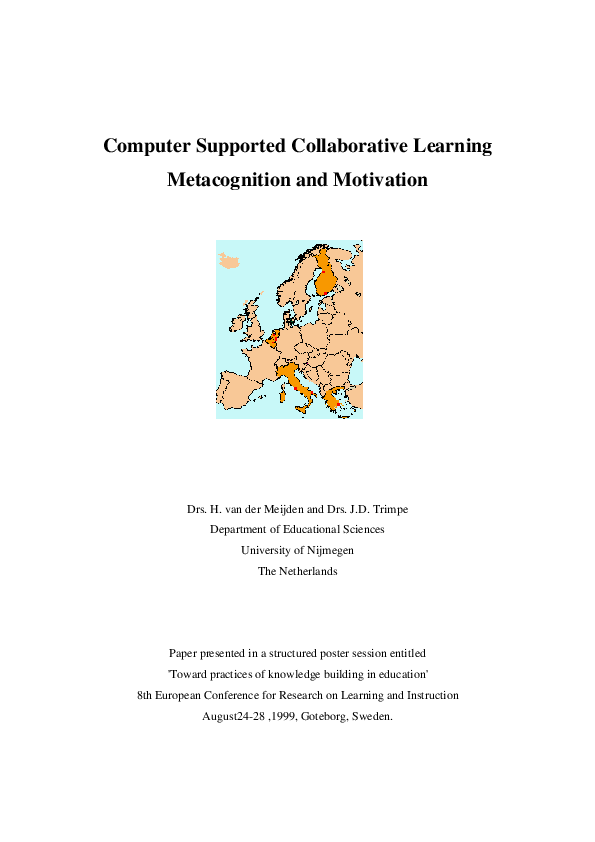 (PDF) Computer Supported Collaborative Learning Metacognition and Motivation