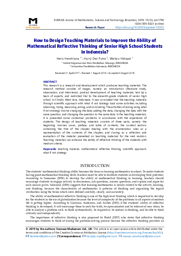 (PDF) How to Design Teaching Materials to Improve the Ability of ...