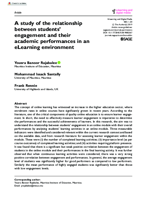 (PDF) A study of the relationship between students’ engagement and their academic performances ...
