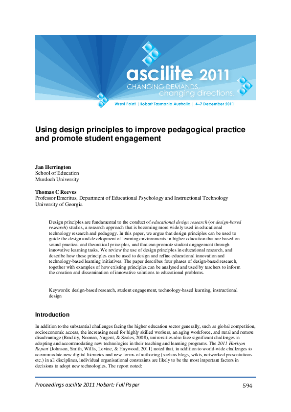 (PDF) Using design principles to improve pedagogical practice and ...