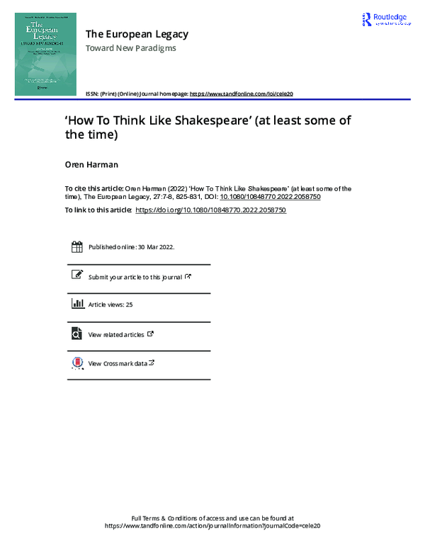 (PDF) 'How To Think Like Shakespeare'