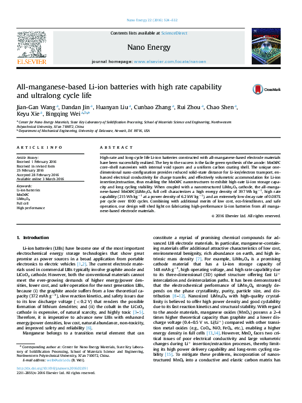 (PDF) All-manganese-based Li-ion batteries with high rate capability ...