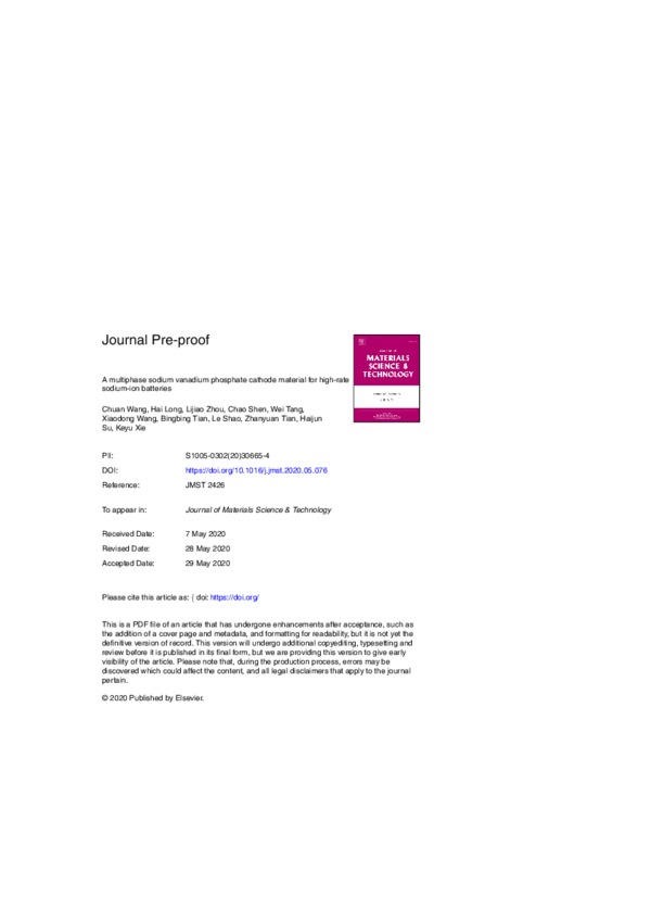 (PDF) A multiphase sodium vanadium phosphate cathode material for high ...