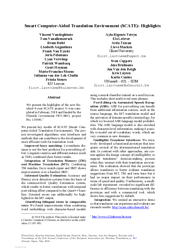 (PDF) Smart Computer Aided Translation Environment