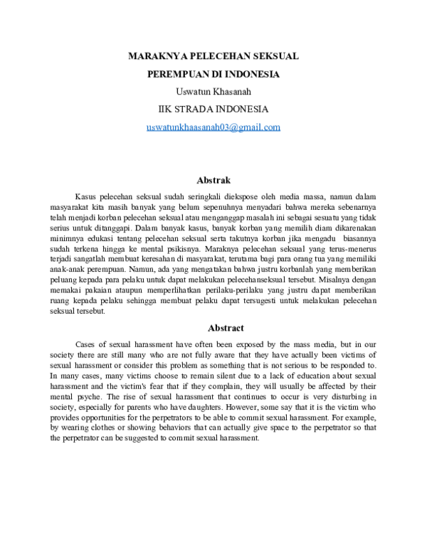 (DOC) MARAKNYA PELECEHAN SEKSUAL PEREMPUAN DI INDONESIA