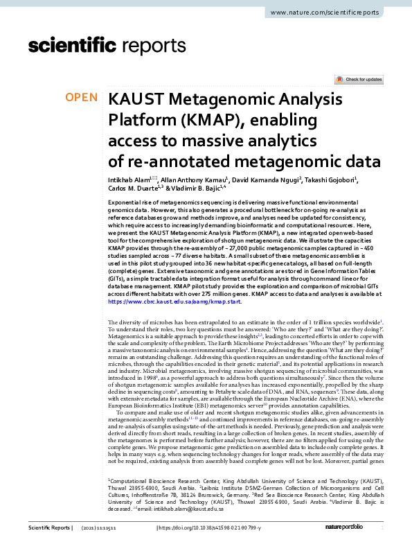 (PDF) KAUST Metagenomic Analysis Platform (KMAP), enabling access to ...