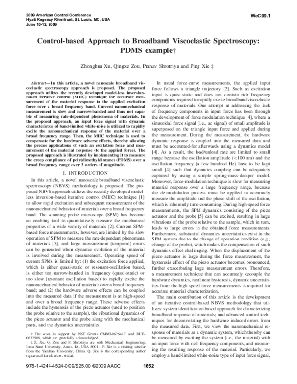 (PDF) Control-based approach to broadband viscoelastic spectroscopy ...