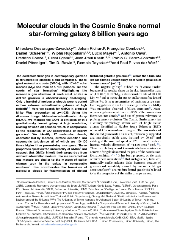 (PDF) Molecular clouds in the Cosmic Snake normal star-forming galaxy 8 ...