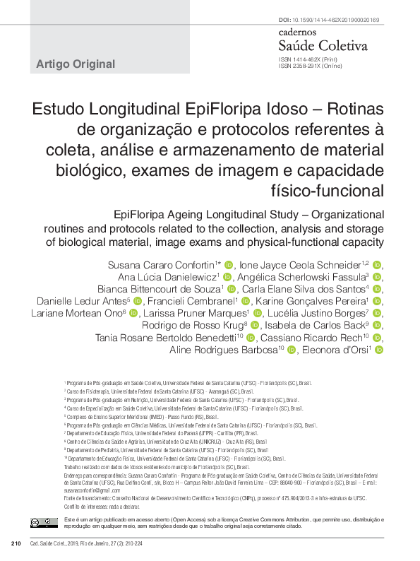 (PDF) Estudo Longitudinal EpiFloripa Idoso – Rotinas de organização e ...
