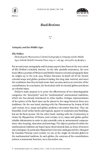 (PDF) Illustrating the Phaenomena: Celestial Cartography in Antiquity ...