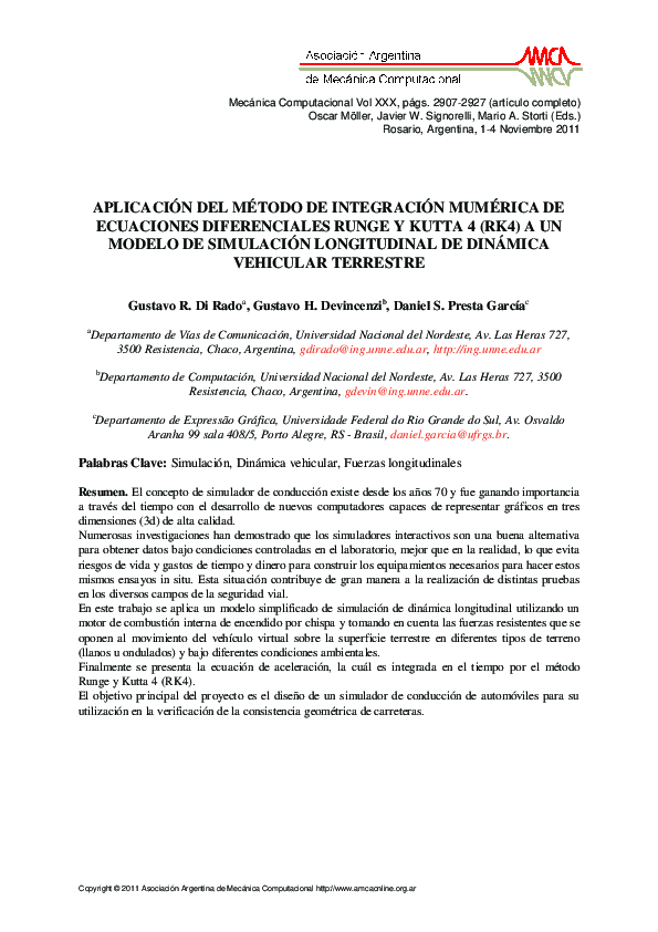 (PDF) Aplicación del Método de Integración Numérica de Ecuaciones Diferenciales Runge y Kutta 4 ...