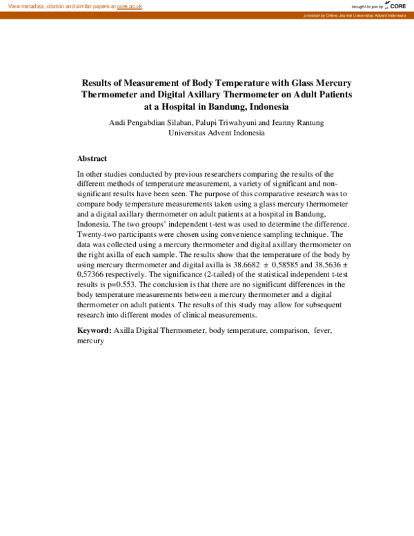 (PDF) Results of Measurement of Body Temperature with Glass Mercury ...