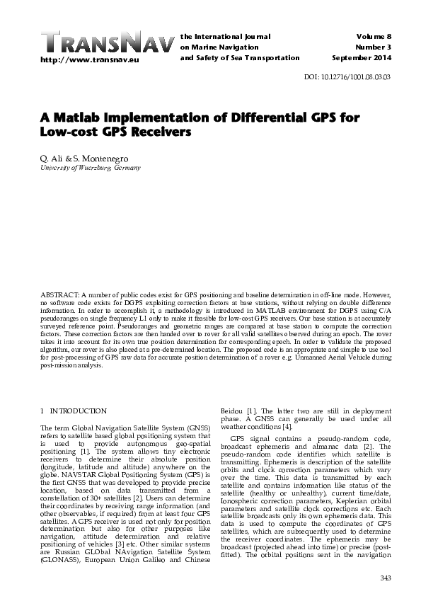 (PDF) A Matlab Implementation of Differential GPS for Low-cost GPS ...