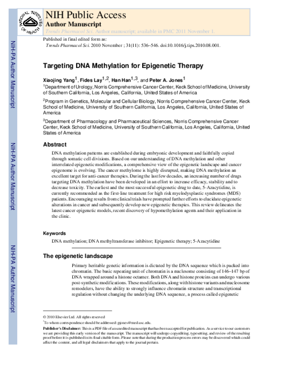 (PDF) Targeting DNA methylation for epigenetic therapy
