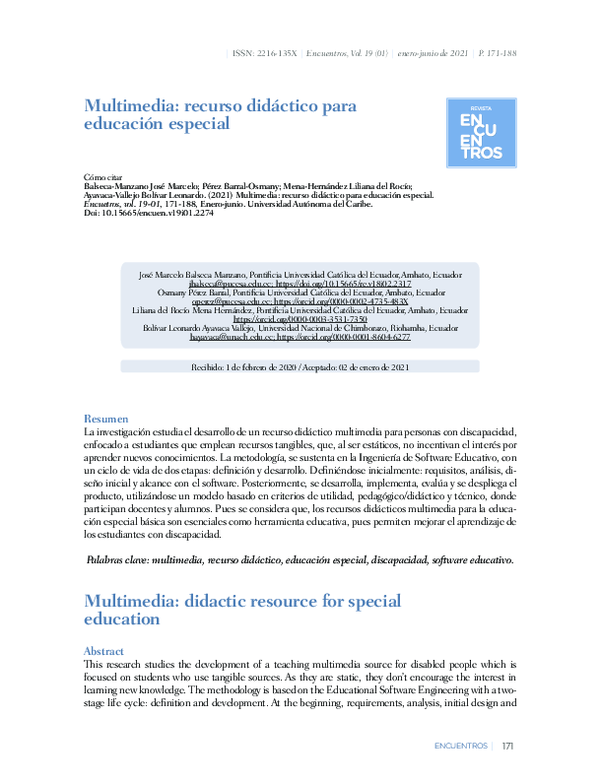 (PDF) Multimedia: recurso didáctico para educación especial | Osmany Pérez Barral - Academia.edu