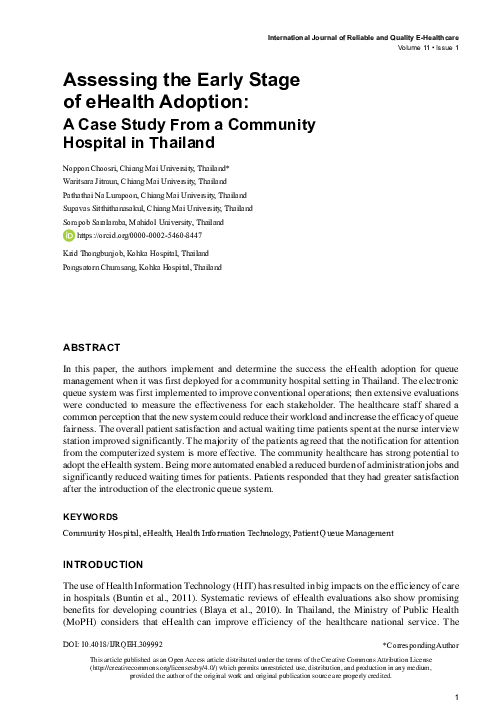 (PDF) Assessing the Early Stage of eHealth Adoption