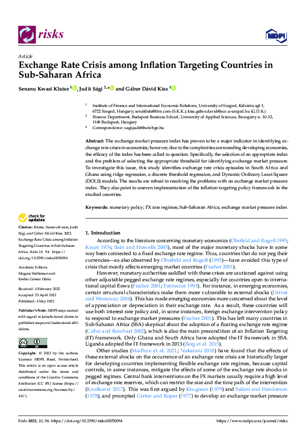 (PDF) Exchange Rate Crisis among Inflation Targeting Countries in Sub ...
