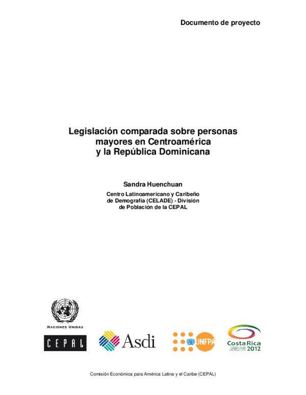 (PDF) Legislación comparada sobre personas mayores en Centroamérica y ...