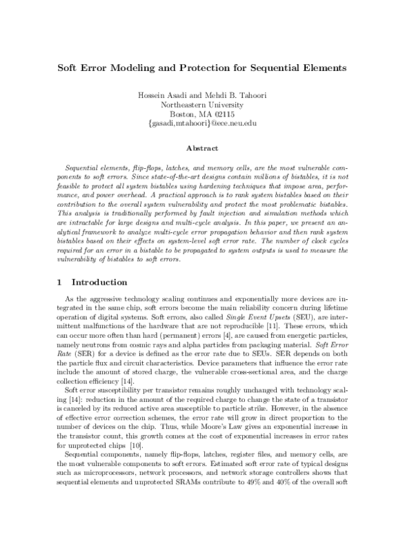 (PDF) Soft error modeling and protection for sequential elements