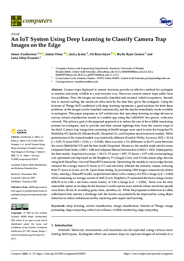(PDF) An IoT System Using Deep Learning to Classify Camera Trap Images ...