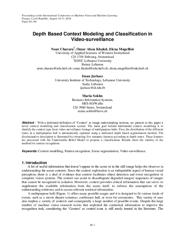 (PDF) Depth Based Context Modeling and Classification in Video-surveillance