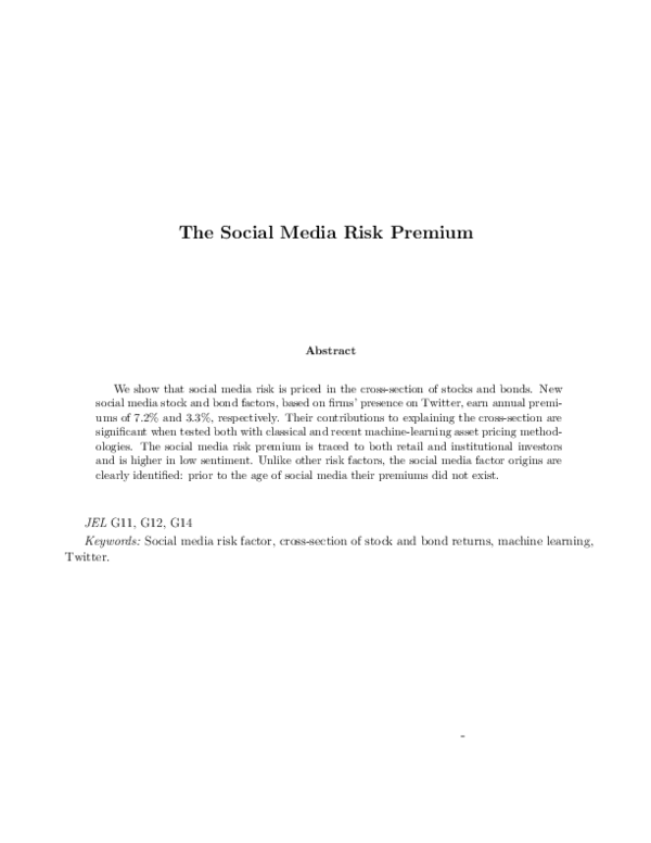 (PDF) The Social Media Risk Premium