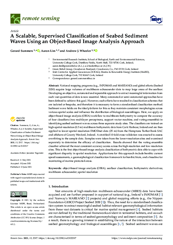 (PDF) A Scalable, Supervised Classification of Seabed Sediment Waves Using an Object-Based Image ...