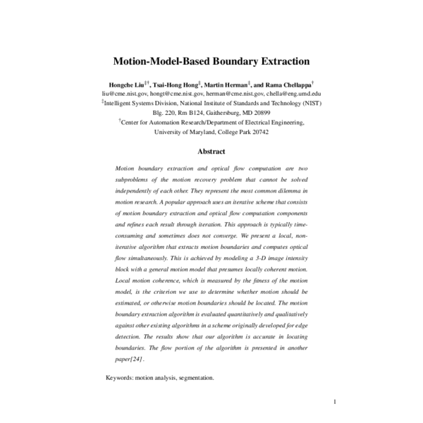 (PDF) Motion-model-based boundary extraction