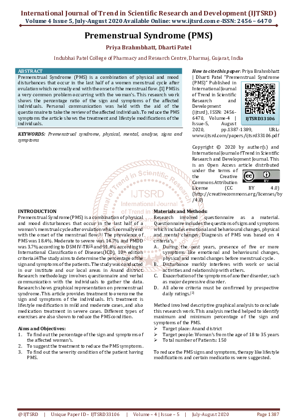 (PDF) Premenstrual Syndrome (PMS)