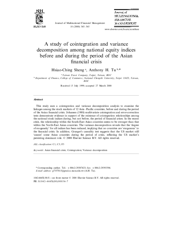 (PDF) A study of cointegration and variance decomposition among ...